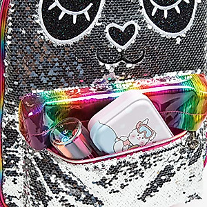 Meetbelify Girls Rolling Backpack Wheels Backpacks for Kids Luggage Wheeled Sequin Sparkly Trolley Trip Suitcase for Elementary Preschool Girls Panda Travel Backpack with Lunch Box for Picnic