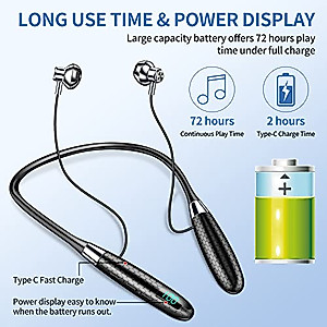 WESADN Neckband Bluetooth Headphones Wireless Earbuds in Ear Headset with Microphone 72H Playtime Noise Cancelling Stereo IPX6 Waterproof Earphones for Sports Running Workout for iPhone Android K45