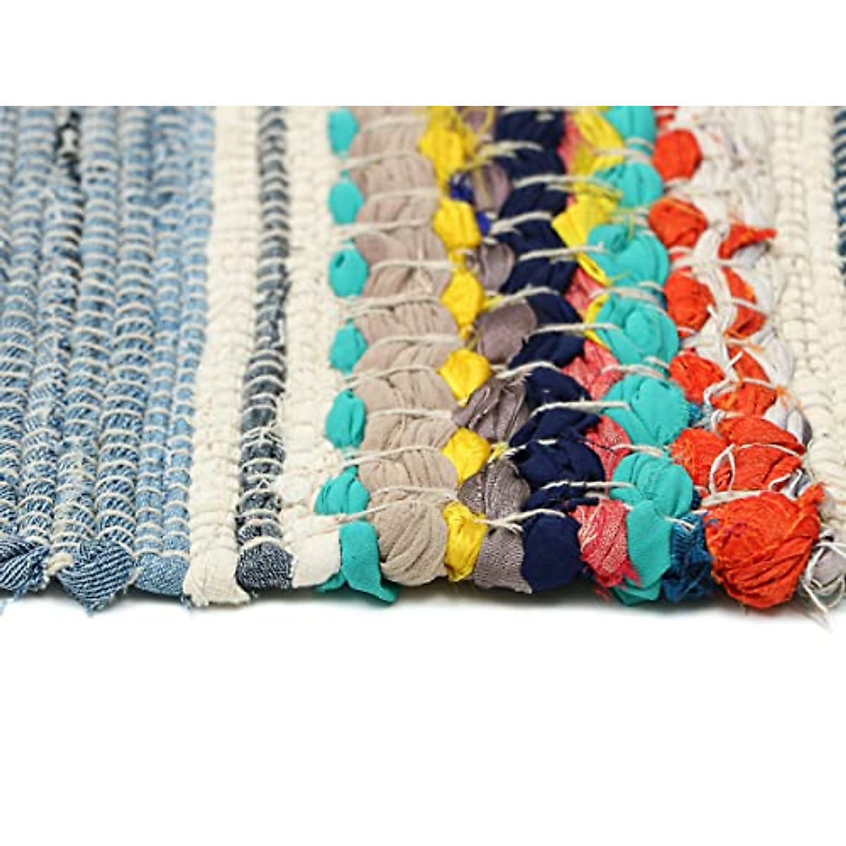 The Home Talk Recycled Denim Area Rug | Carpets Suitable for Living Room, Bedroom, Dining Room, Home Décor | Handcrafted Rugs | Non-Skid | Bohemian Contemporary | 2’ x 5’ | Denim Rag Store