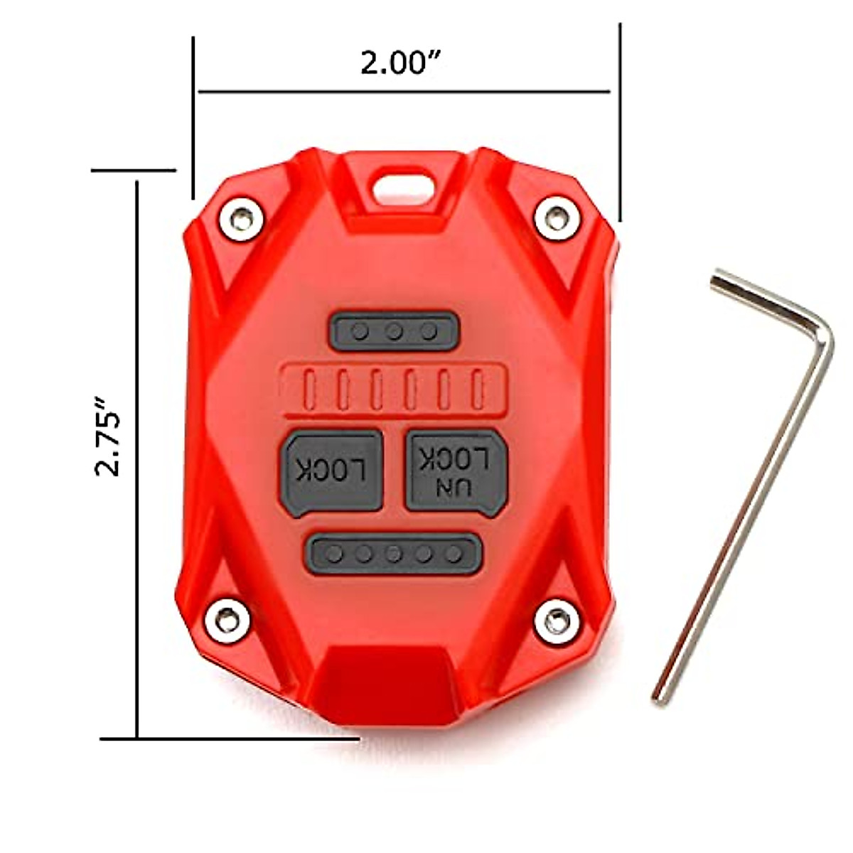 iJDMTOY Large/Big Red Plastic Key Remote Fob Enclosure Shell w/Black Keypads, Compatible with Jeep 2007-2017 Wrangler JK