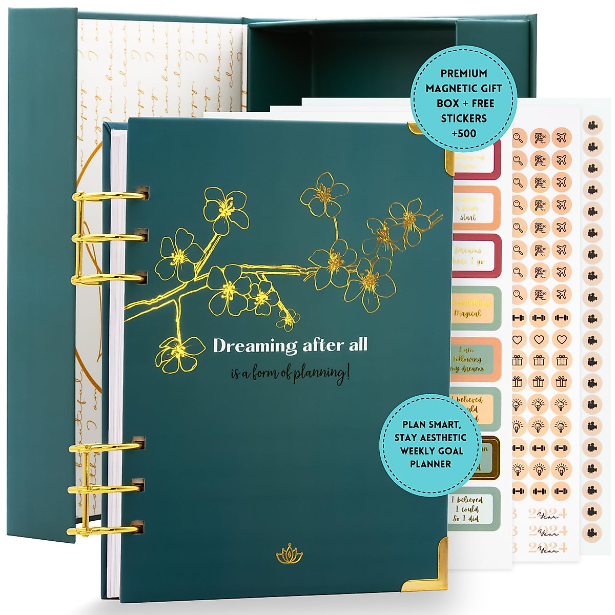 Bossy Girl Journey Goal Planner Undated Weekly Monthly Productivity Journal With Habit And Budget tracker A5 Size 8.5 X 5.8 Binder 6 ring Refillable To Beat Procrastination, Stay More Focused