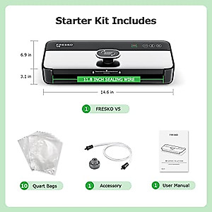 FRESKO Full Automatic Vacuum Sealer Machine, EasierVac Hands-Free Food Sealer with Bag Detection and LED Indicator (V5)