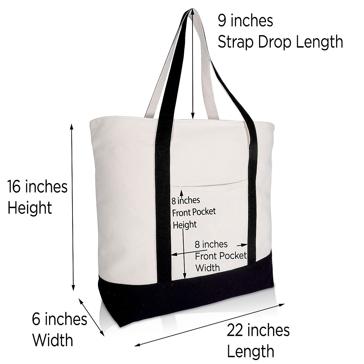 DALIX Personalized Tote Bag Monogram Black - J