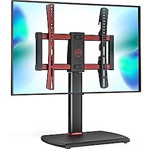 FITUEYES Universal TV Stand Base for 32-55 60 inch TV, 2.22 FT Table Top TV Stand with Swivel Mount & Wood Base, Height Adjustable, Max Load 88 lbs, Black