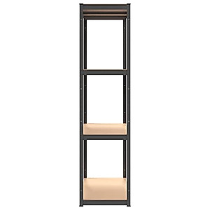 vidaXL 4-Layer Storage Shelf, Galvanized Steel & Engineered Wood Construction, Industrial Style Anthracite Shelving Unit, Commercial or Residential Use