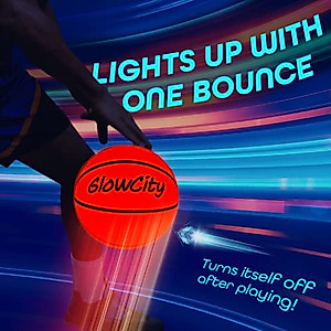 GlowCity LED Light-Up Basketball – Size 6, 28.5-inch, Official Size Women’s Basketball, Good for Pre-Teens Too – Impact Activated Glow-in-The-Dark, Nylon Wound Durability, Batteries Included