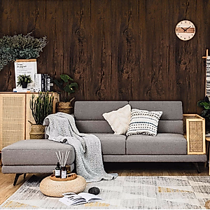 LXCREAT Wood Peel and Stick Wallpaper Wood Wallpaper 15.7in x 118in Self Adhesive Dark Brown Wallpaper Real Wood Texture Pattern Design Removable Wallpaper Home Xmas Decor for Tables Cabinets