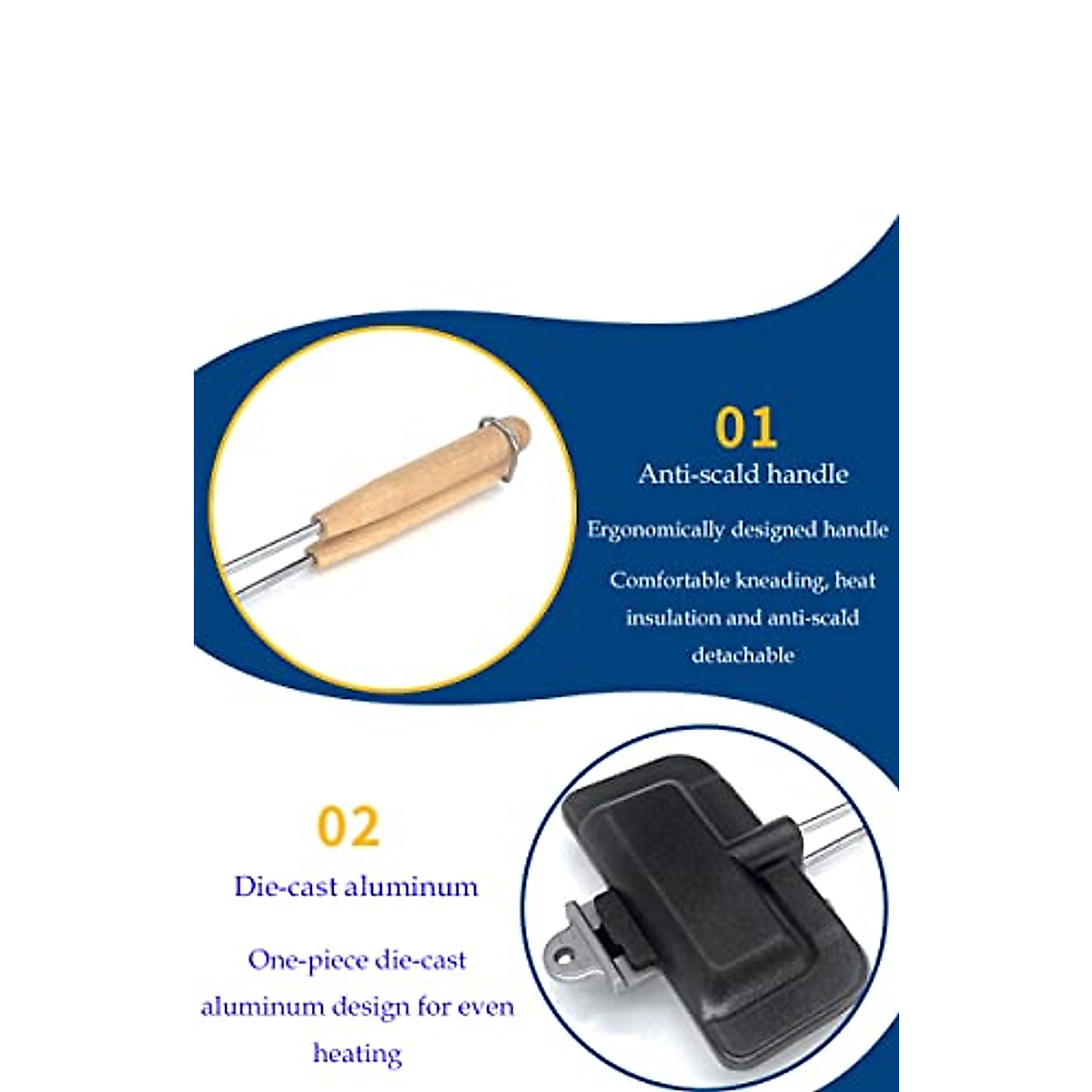 Breakfast Sandwich Maker - Hot Dog Toaster - Egg Panini Press Pan - Nonstick Sandwich Skillet with Removable Handle