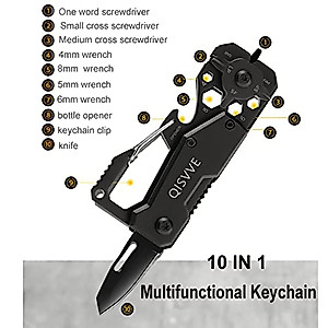 QISVVE Carabiner Key Ring Clip, Car Keychain Clip, Bottle Opener EDC Key Chain for Men and Women Black