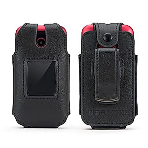 BELTRON Leather Fitted Case for Consumer Cellular Verve Snap 2022 Flip Phone - Features: Rotating Belt Clip, Screen & Keypad Protection & Secure Fit (Z2336)