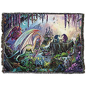 Pure Country Weavers Dragon Valley Blanket by Rose Khan - Gift Fantasy Tapestry Throw Woven from Cotton - Made in The USA (72x54)