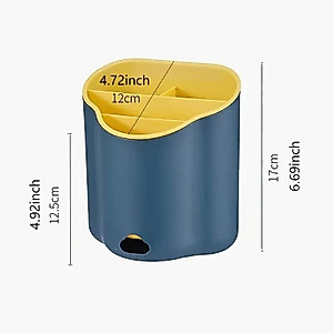 Typutomi Kitchen Utensil Holder, Wall Mounted Desktop Cutlery Organizer Chopsticks Holder Drying Rack with Drain Hole for Forks, Knives, Spoons, Chopsticks(Blue)