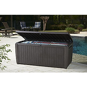 Keter Sumatra 135 gallon Outdoor Storage Rattan Deck Box, Brown