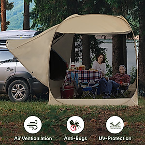 EighteenTek SUV Car Camping Tent - Pop Up Versatile Shelter Tent, Includes Sunshade sail, Storage Bag and Camping Accessories - 7’x7’x7.2’H - Not Waterproof