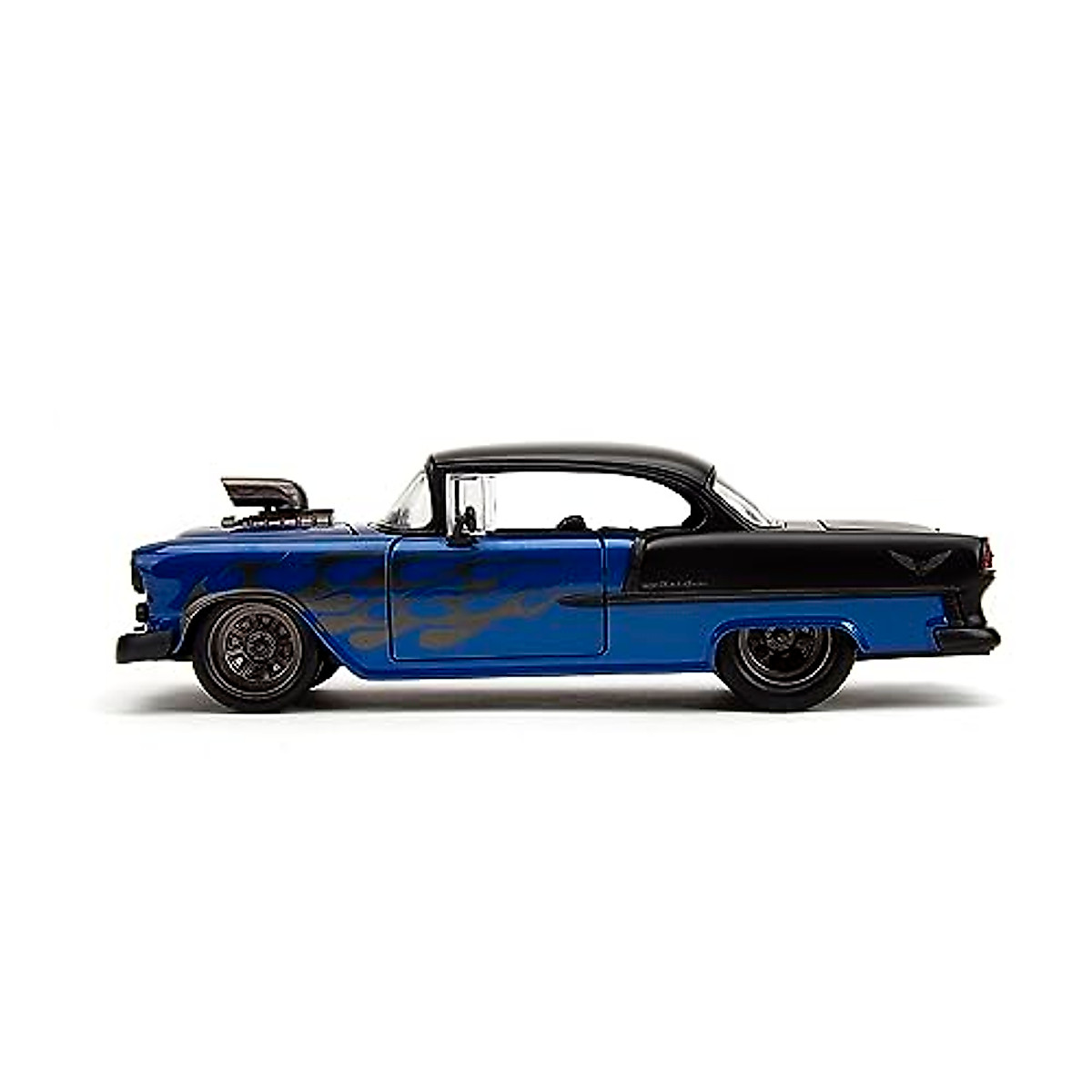 Big Time Muscle 1:24 1955 Chevy Bel-Air Die-Cast Car, Toys for Kids and Adults(Blue/Black)