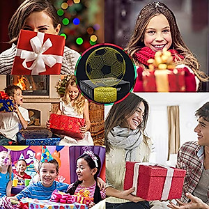 ZoyinGifts 3D Soccer Night Lights Illusion LED Lamps Remote Controller USB Powered RGB Colors Changeable Gifts for Boys Football Lovers for Birthdday Christmas(Soccer)