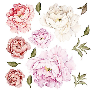 Nother Peonies Wall Decals Peony Floral Wall Decal Rose Bouquet Flowers Peel and Stick Wallpaper for Sofa Background Fresh Tulip Flowers Vintage Giant Wall Sticker Modern Room Decor 1