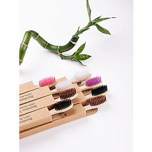 TanAisu Bamboo Toothbrushes with 10 Floss Picks, Travel Case - Biodegradable Toothbrushes (2 Brown, 2 Black, 2 White, 1 Purple, 1 Fuchsia) & Dental Floss Picks| Cover