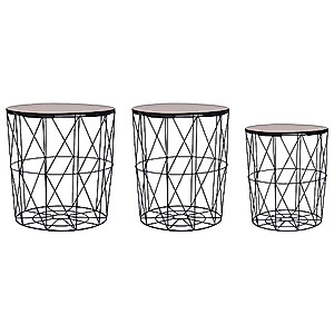 QJBSAVVA Coffee Table 3 pcs Black,Center Table Low Table Folding Table Entrance Table Suitable for Meeting Rooms, Reception Rooms, Offices