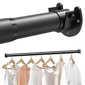 Closet Rods for Hanging Clothes, 17 to 99 Inches Stepless Adjustable Metal Closet Rod, 1.3 Inches Heavy Duty Clothes Hanging Rod for Closet Wardrobes Laundry RV
