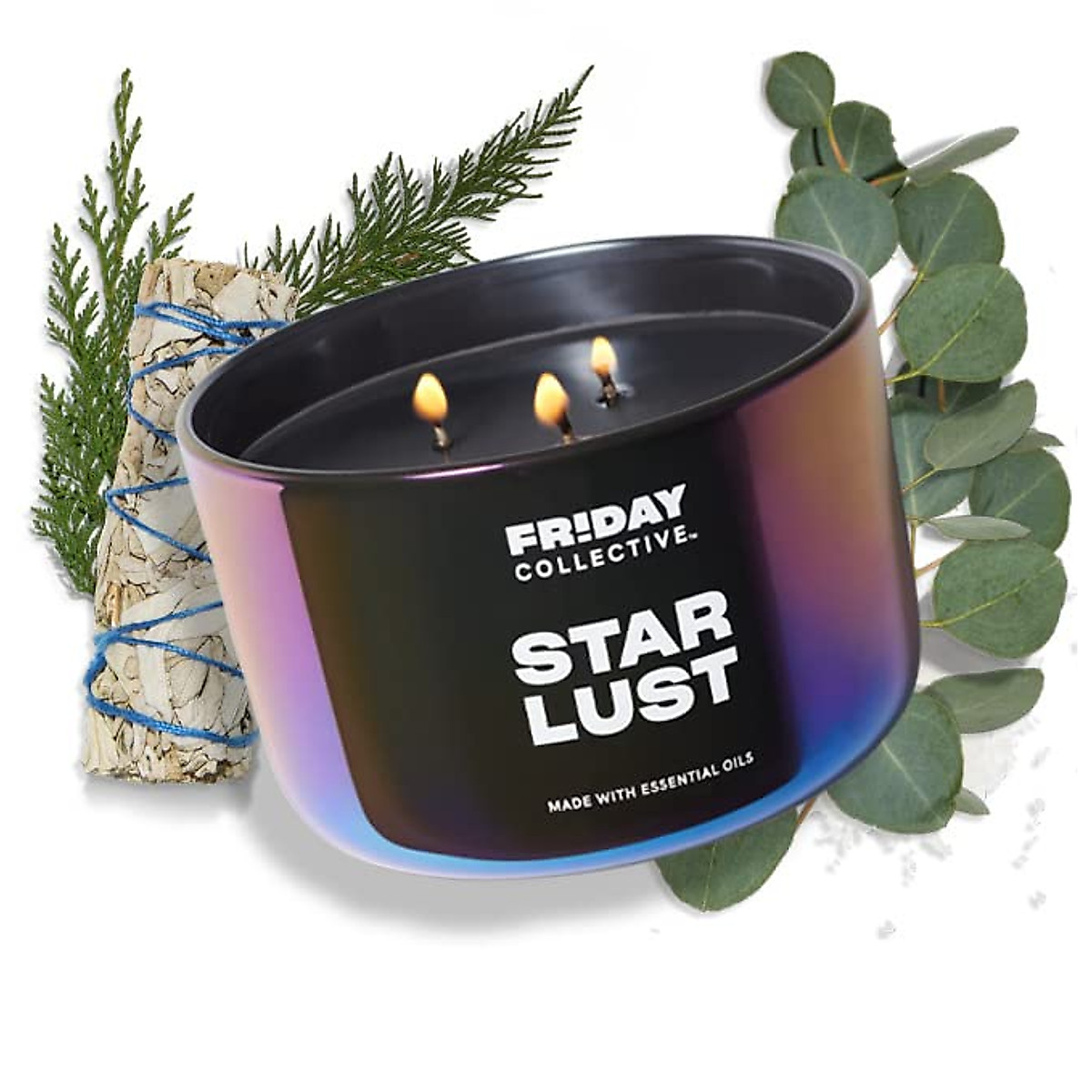 Friday Collective Star Lust Candle, Fresh & Clean Scented, Made with Essential Oils, 3 Wicks, 13.5 oz