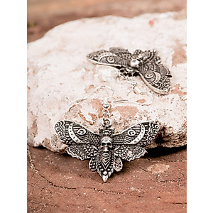 HAQUIL Deathhead Hawkmoth Skull Dangle Drop Earrings for Women, Zinc, Skull Jewelry Gift