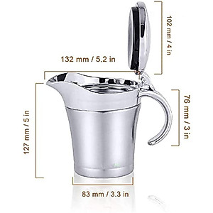 Stainless-Steel Double Insulated Gravy Boat - Sauce Jug with Hinged Lid, Ideal for Gravy or Cream at Thanksgiving, Dishwasher safe - 16 oz/450 ml