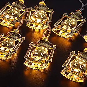 Jopwkuin Decorative Light, 10LED Battery Powered LED Light Decor Iron+ABS Materials Mubarak Eid String Light for Garden for Patio Decor for Home