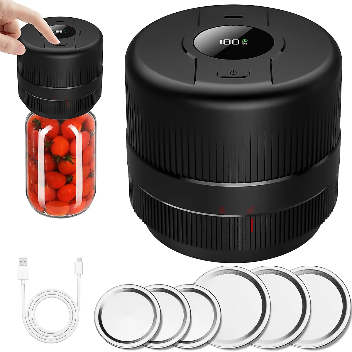 Electric Vacuum Sealer Kit - Wide & Regular Mouth Mason Jar Vacuum Sealer for Food Storage