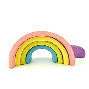 Pastel Rainbow stacking toy 5pcs Montessori toys for 3+ year old Rainbow stacker toy Educational Baby toys Stacking Blocks Learning toys