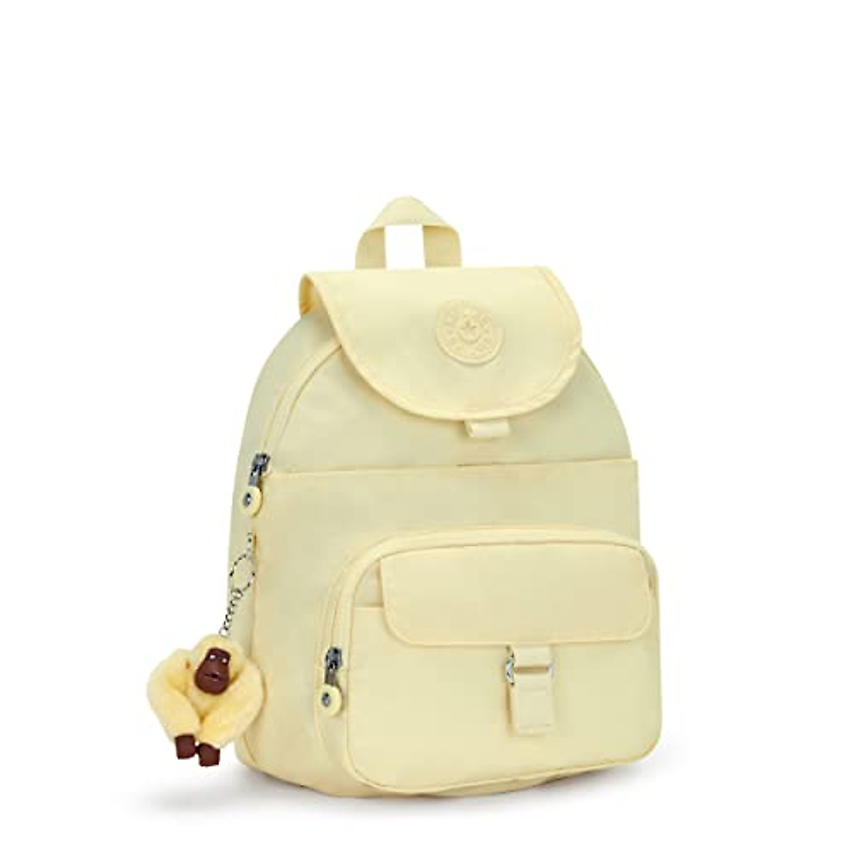 Kipling Women's Queenie, Adjustable Backpack Straps, Monkey Keychain, Key Clasp, Top Carry Handle, Lemon Glaze, 10''L x 13.25''H x 6.25''D