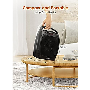 GiveBest Portable Electric Space Heater, 1500W/750W Ceramic Heater with Thermostat, Heat Up 200 Square Feet in Minutes, Safe and Quiet for Office Room Desk Indoor Use