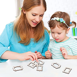 LiQunSweet 50 Pcs Photo Picture Frame Unfinished Cutout Wood Piece Ornament for Decoration Crafts DIY Painting Project Display Holds