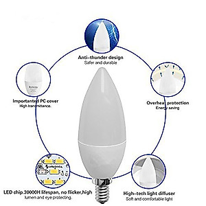 CTKcom LED Candelabra Light Bulbs E14 7W, Equivalent 60 Watt Light Bulbs,Candelabra Led E14 Instermediate Base,430 Lumens LED Not Dimmable (Warm White 2700K) 4 Pack