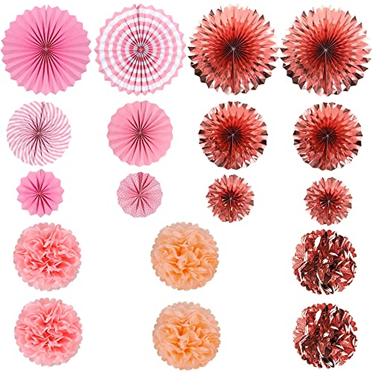 71pcs Valentines Day Rose Gold Pink Hanging Paper Fans Decorations - Wedding Bachelorette Party Barbecue Birthday Party Holidays Picnic Circus New Years Day Party Photo Booth Backdrops Decorations