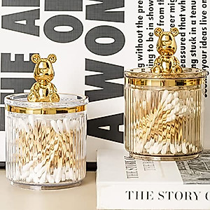 Worparsen Cotton Swab Storage Box, Transparent Smooth Edge with Lid, Dustproof Moisture-proof Store Cosmetics Desktop Organizer, Cotton Qtip Storage Box for Cotton Swabs Balls Makeup Pads Floss Orange