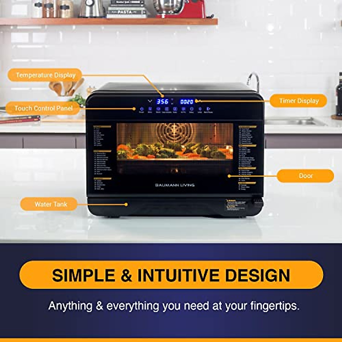 Baumann Living Multifunction Steam Oven Airfryer Convection Countertop Stream 52