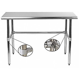 Open Base Stainless Steel Table + Optional Casters | Customize To Your Size | Available In 43 Sizes | Residential & Commercial | Food Prep Metal Table | Utility Work Bench | NSF
