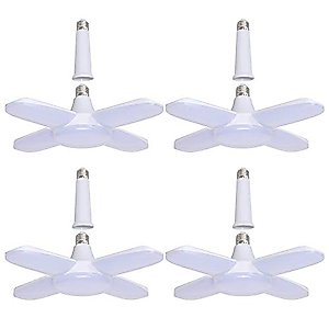 CESAILT LED Garage Lights Bulb 4 Pack, 60W Garage Lights Ceiling, 6000LM Garage Lighting, E26 Daylight Lamps with 4 Deformable Panels for Garage, Workshop, Basement, auto Shops Etc.