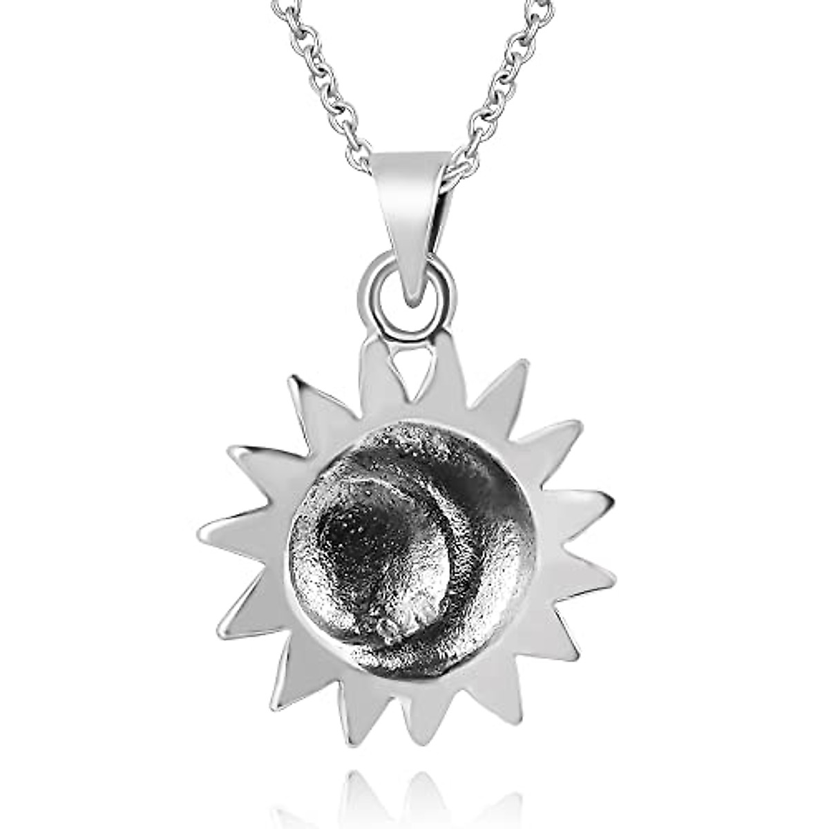 AeraVida Couple Love Celestial Sun And Moon 925 Sterling Silver Necklace