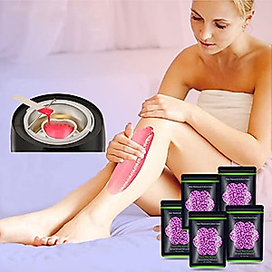 Hard Wax Beans 17.5Oz, Hair Removal Body European Brazilian Pearl Waxing Beans For Women Men Include 10 Waxing Spatulas For Bikini, Eyebrow, Face, Armpit 5 Packs