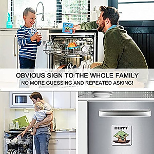 DUNGGLE Dishwasher Magnet Clean Dirty Sign Indicator, Washing Machine Magnet Double Sided Kitchen Dish Washer Refrigerator Magnet Flip with Magnetic Plate