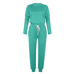 Jogging Suits for Women 2 Piece Set Tie Waist Joggers Pullover and Drawstring Set Casual Fall Outfits for Women Sales Today Clearance