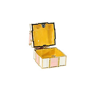 Mini Enamel Rhinestones Bow-knot Jewelry Box Bow-knot Hinged Trinket Box Bow Bling Trinket Box Miniature Figurine Ring Box for Women Girls Wedding Birthday Gift Christmas (Pink)