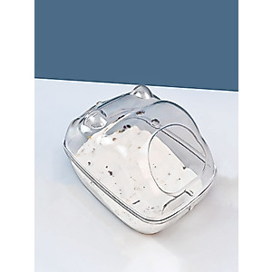 QWINEE Hamster Sand Bath Tub Transparent Hamster Toilet Bath Container Cage Accessories for Gerbil Syrian Mouse Chinchilla and Other Small Animals Clear S