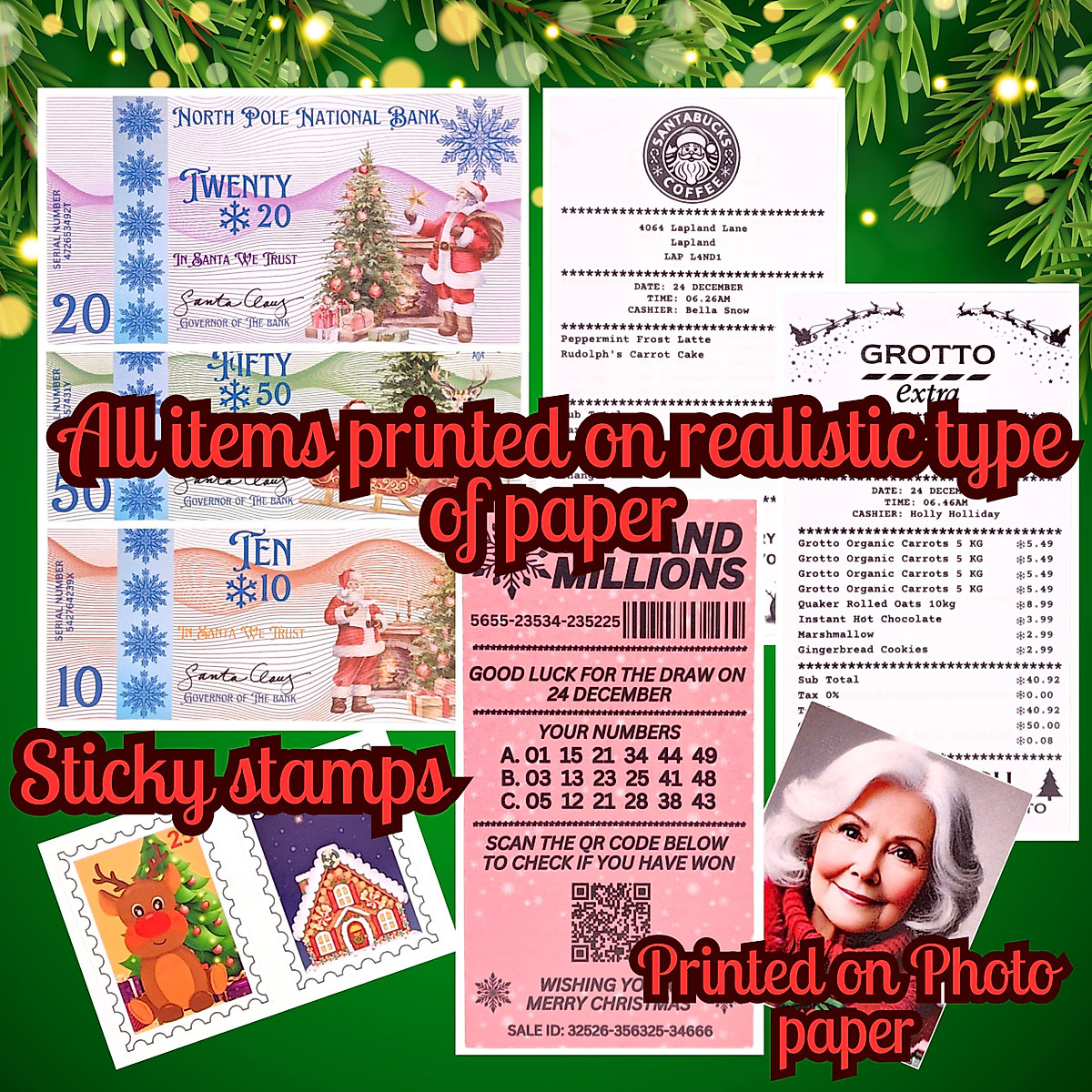 Santa's Lost Wallet Evidence Kit – Magical Christmas Eve Set with Bank Card, Sleigh Flying License, North Pole Money, Loyalty Cards, Receipts & Many More Fun Surprises