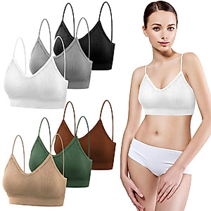selizo Padded Bralettes for Women, 6 Pcs Sports Bras Women Pack, V Neck Cami Bando Bra Girls, L-XL
