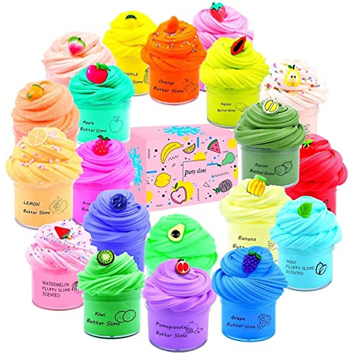 KMBTQRE 20pack Butter Slime Kit for Girl Boys, Party Favors, Stress Relief Toy, Stocking Stuffers for Kids 6 7 8 9 10 11 12 Years Old