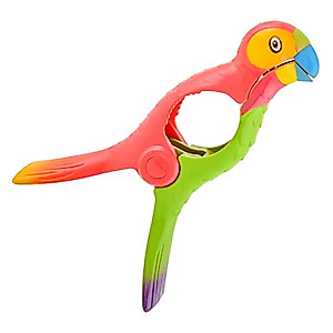 O2COOL Bocaclips - Beach Towel Clips for Beach Chairs, Patio and Pool Accessories Clothes Pins or Bag Clips - (Parrot) 4 Clips
