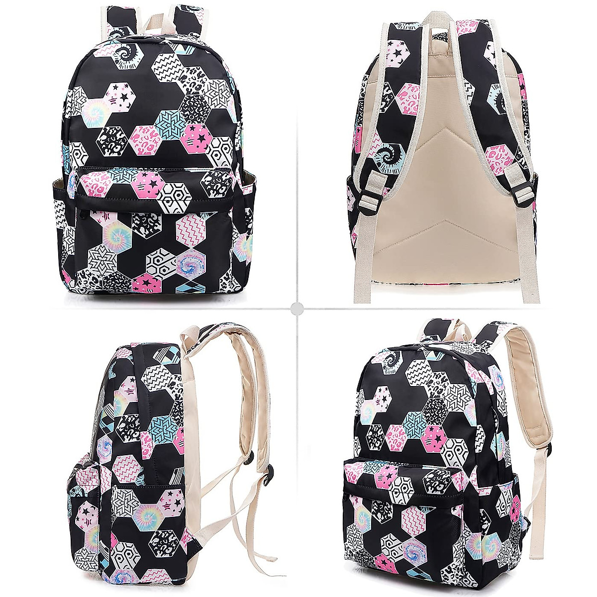 Galaxy Backpack Set 3-in-1 Kids School Bag, Junlion Laptop Backpack Lunch Bag Pencil Case for Teen Boys Girls One Size Multicolor